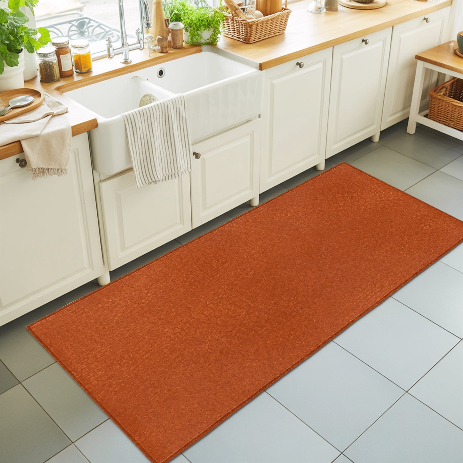 Autumn Burnt Orange Rectangle Area Rug 2x6ft,Living Room Rug Non-Slip ...