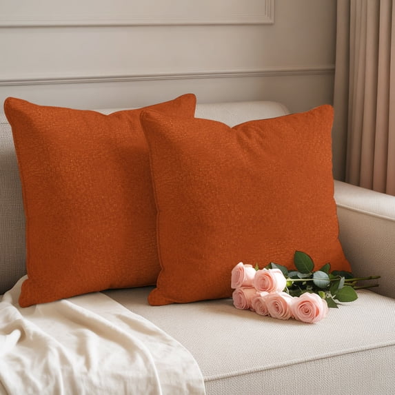 Autumn Burnt Orange Waterproof Throw Pillow Covers Set of 2 Solid Color ...
