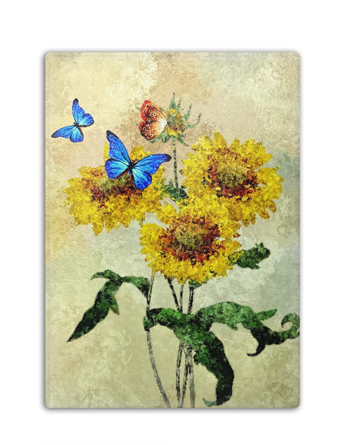 Autumn Butterflies and Sunflowers Art Decorative Glass Cutting Board ...