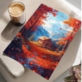 Autumn Cabin Maple Trees Mountains View Realistic Vibrant Fall Peaceful ...
