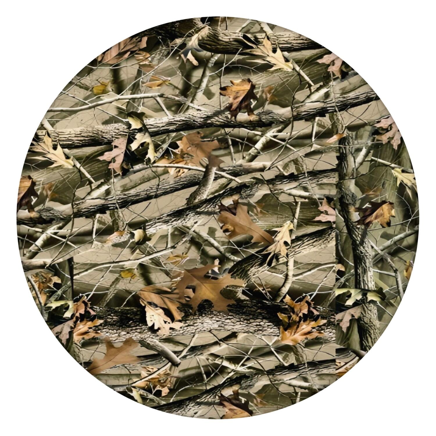 Autumn Camo Tree Branches Pattern Round Fitted Tablecloth with Elastic ...