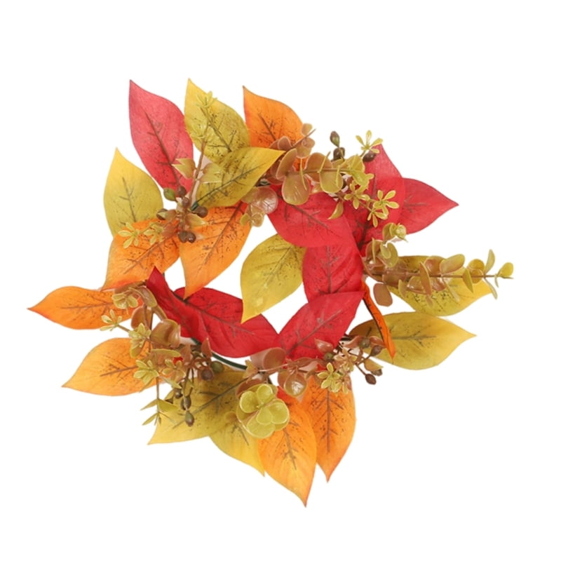 Autumn Candle Holder Wreaths Maple Leaf Garlands Small Flower Rings ...