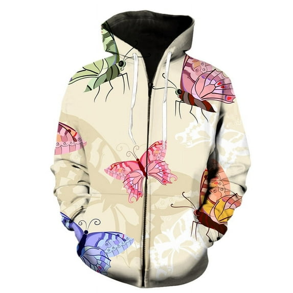 Autumn Cartoon Butterfly mens zipper Hoodies 3D Print Hoodie Streetwear ...