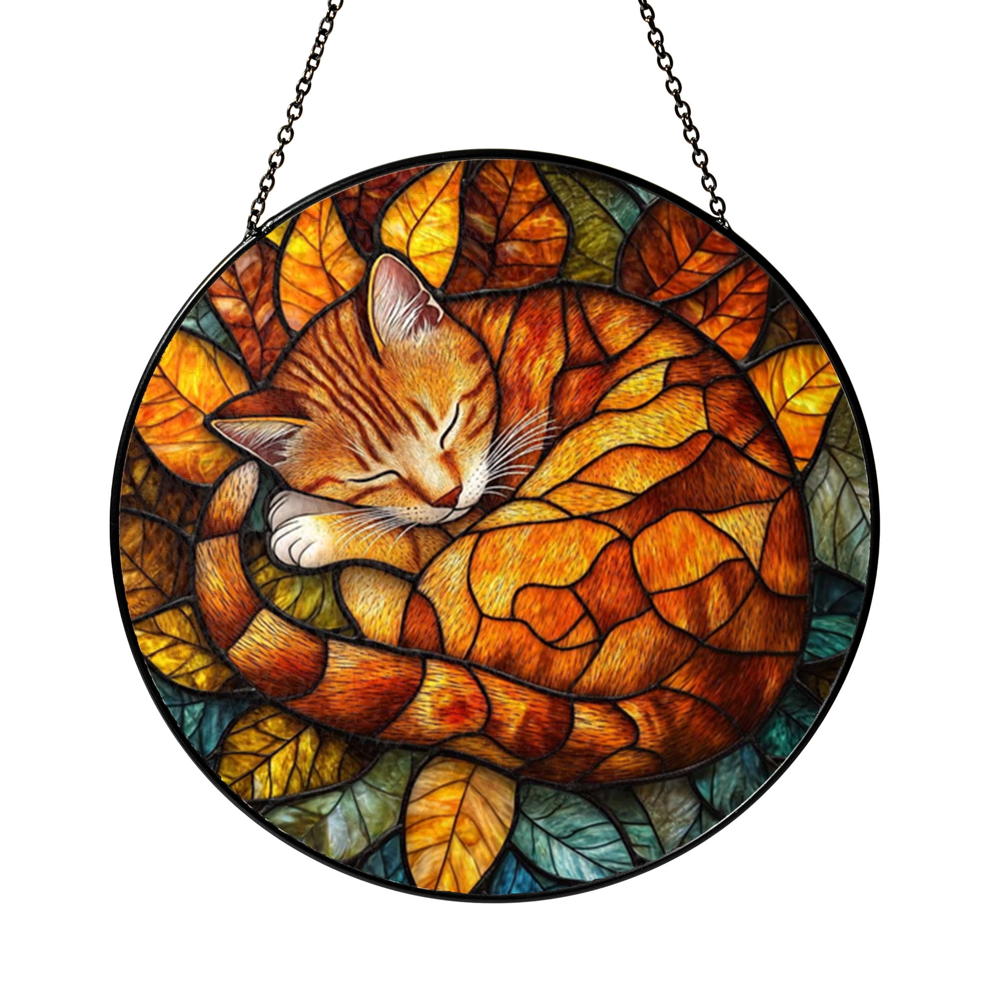 Autumn Cat Acrylic Suncatcher, Cozy Fall Window Hanging Decor with ...