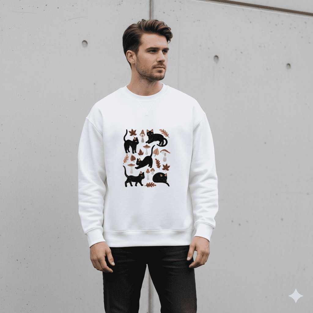 Autumn Cat Magic Pumpkin Cozy Fall Season Cute Cartoon Inspired Graphic ...