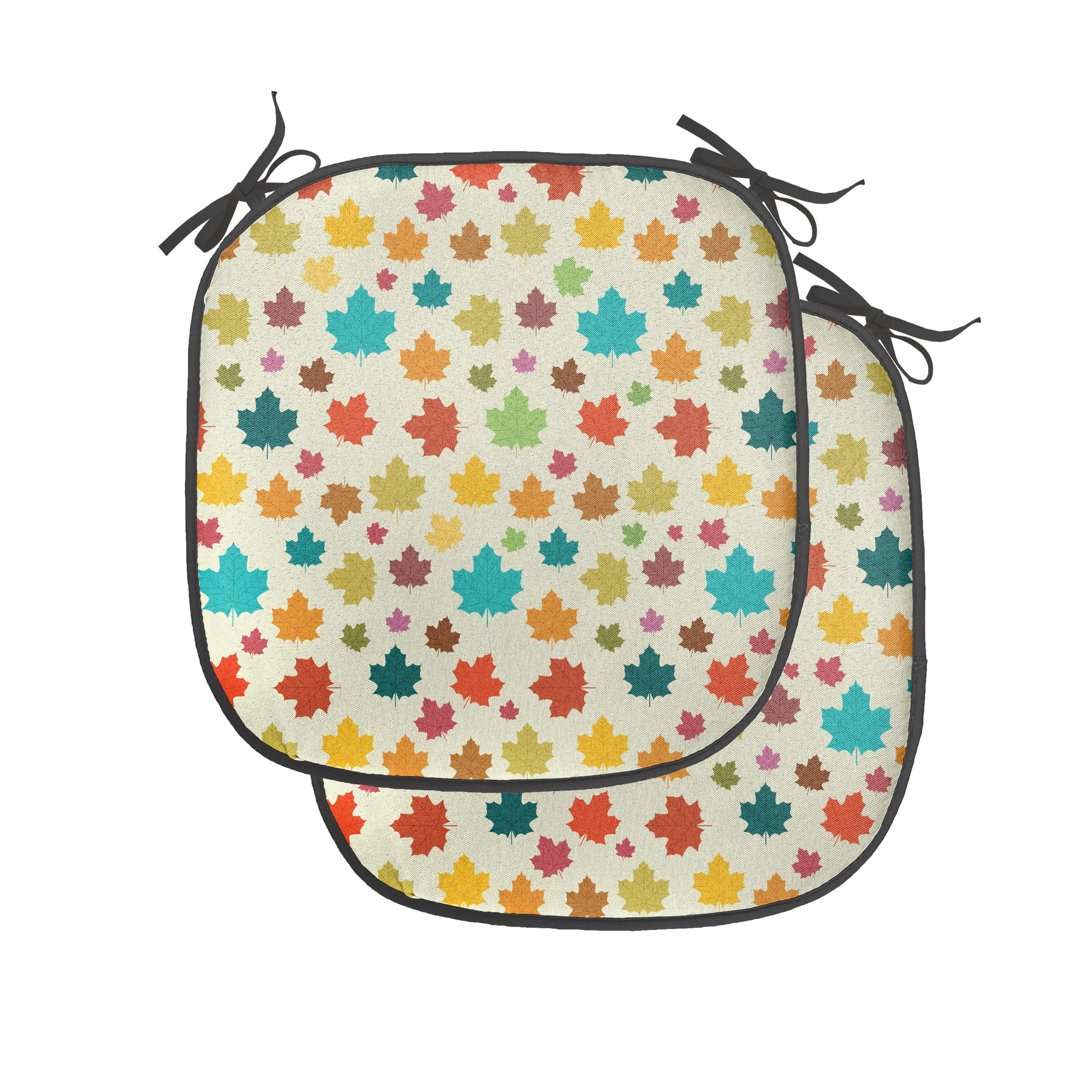 Autumn Chair Seating Cushion Set of 4, Colorful Maple Leaves Retro ...