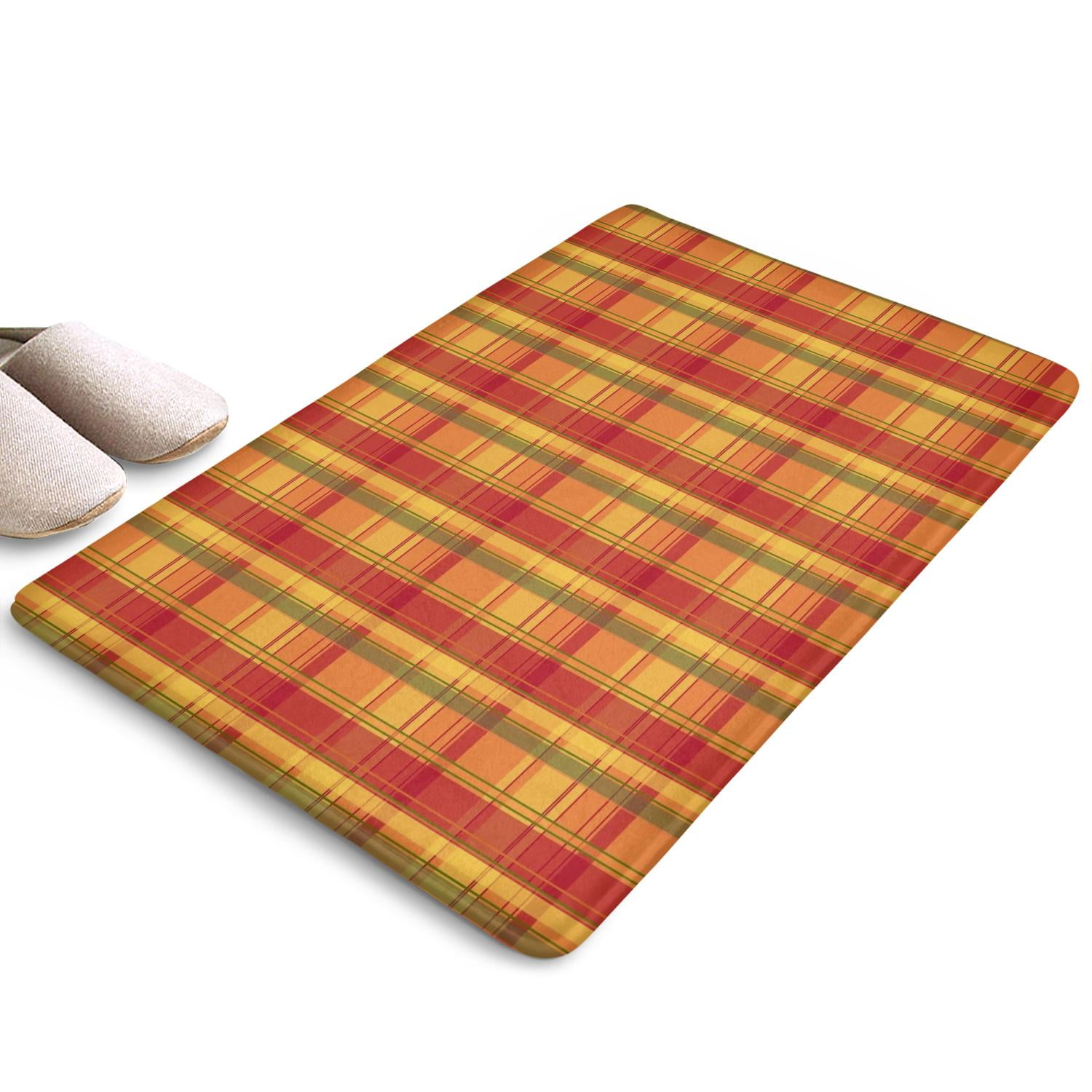 Autumn Checkered Flannel Non-slip Floor Mat 23.5x16in, Entryway Doormat ...