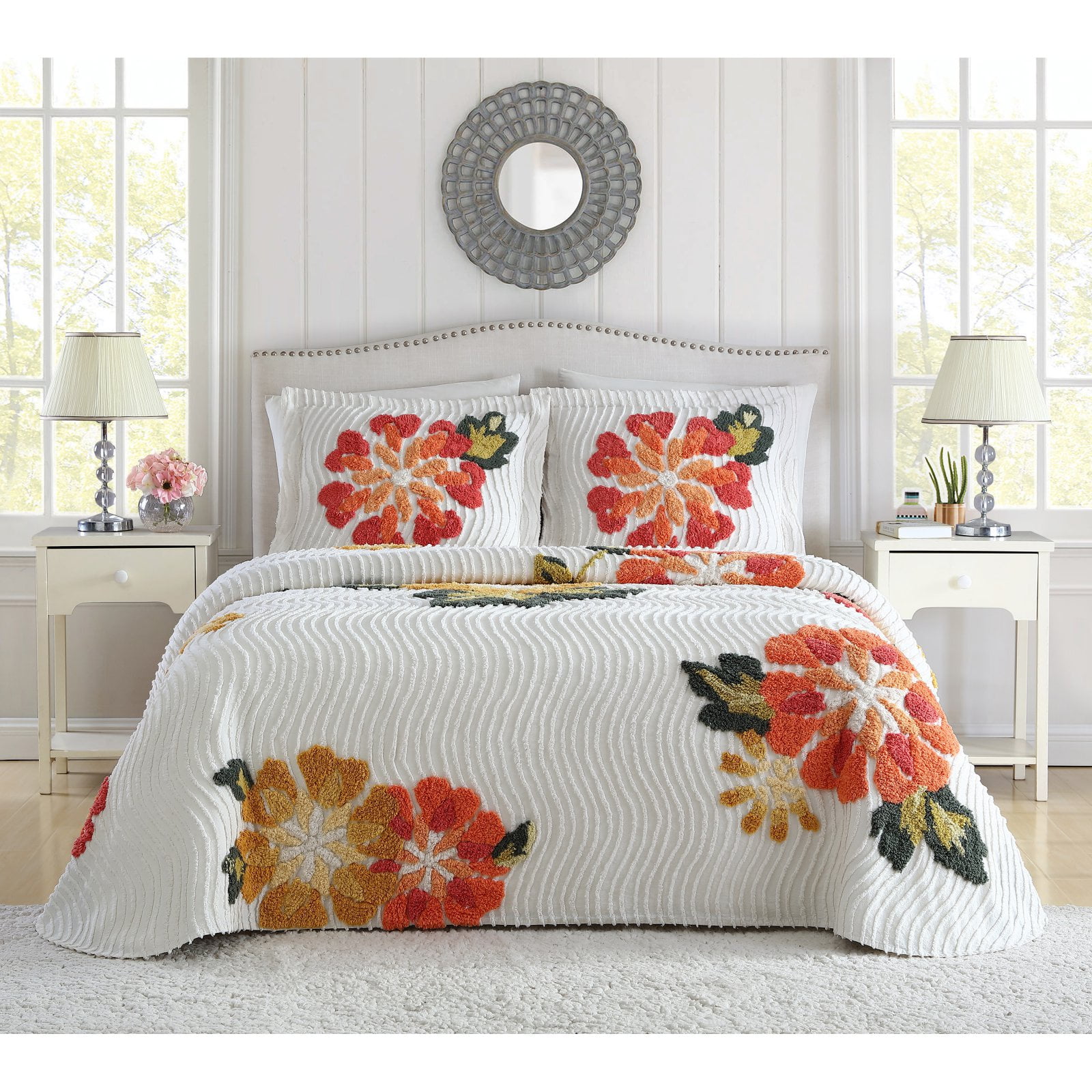Free Shipping! Ellison First Asia King Vintage Floral Cotton Chenille ...