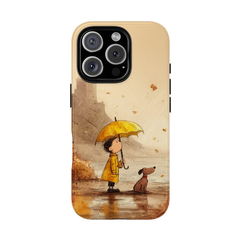 Autumn Child Dog Umbrella Castle Cartoon Phone Case Compatible with ...