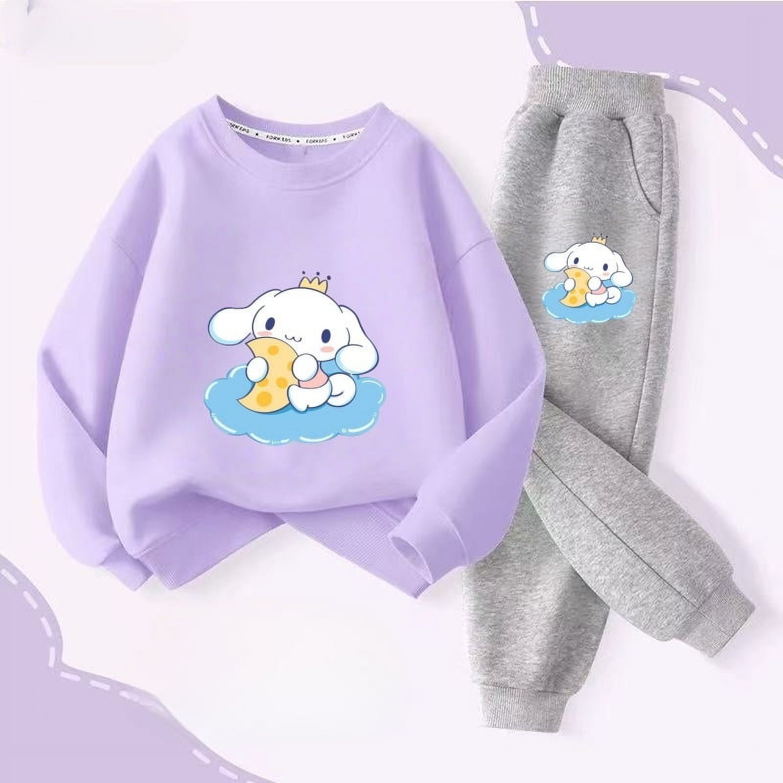 Autumn Clothes Set Sanrio Cinnamoroll Cartoon Print Sweatshirt and ...