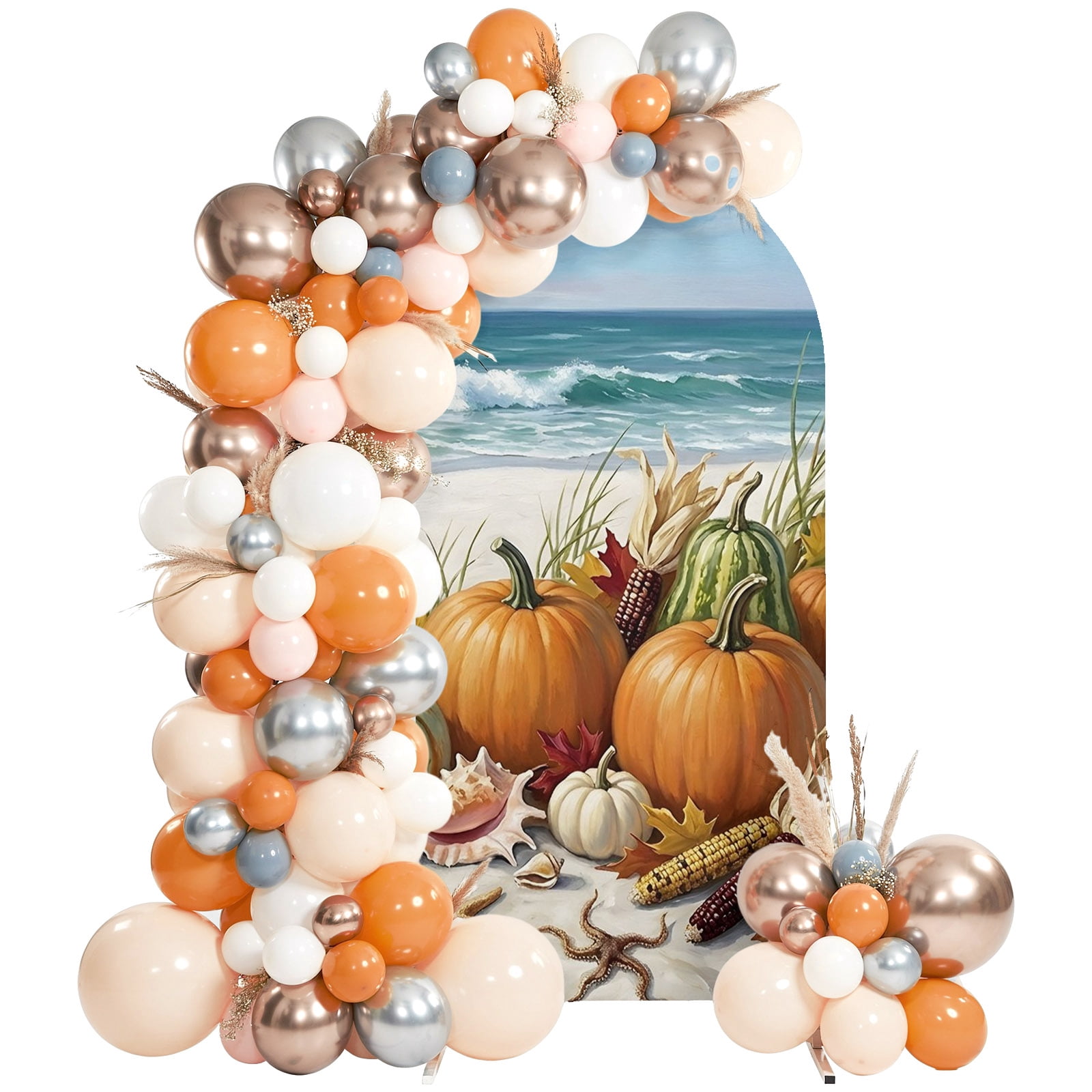 Autumn Coastal Arch Backdrop Cover 7.2 FT, Thanksgiving Beach Starfish ...