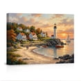 Autumn Coastal Lighthouse Village New England Fall Beach Houses ...