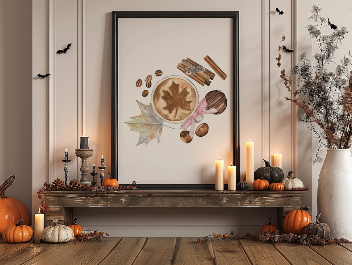 Autumn Coffee Bar Print, Coqutte Cosy Season Fall Decor Home Decor #484 ...