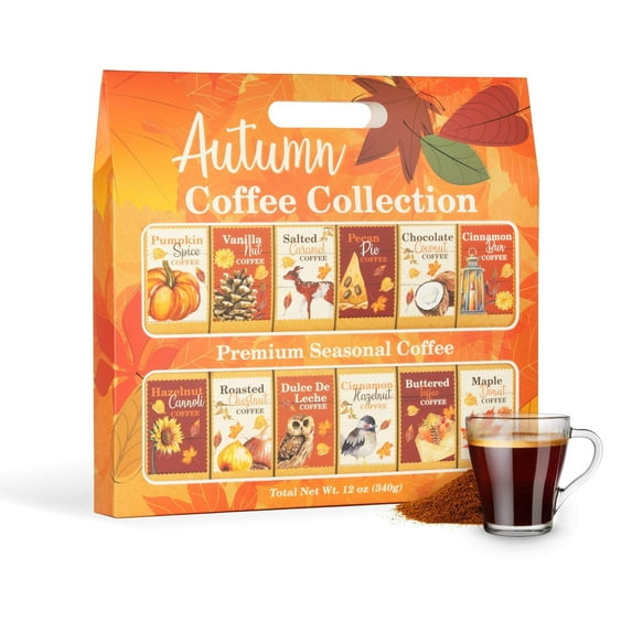 Autumn Coffee Collection Assorted Fall Flavored Coffee Pouches - 12 ...