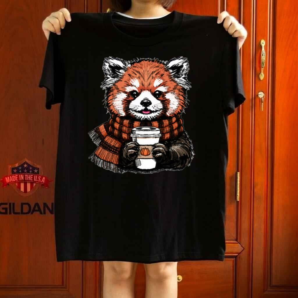 Autumn Coffee Red Panda Cozy Seasonal Vibes Unisex T-Shirt up to 5XL ...