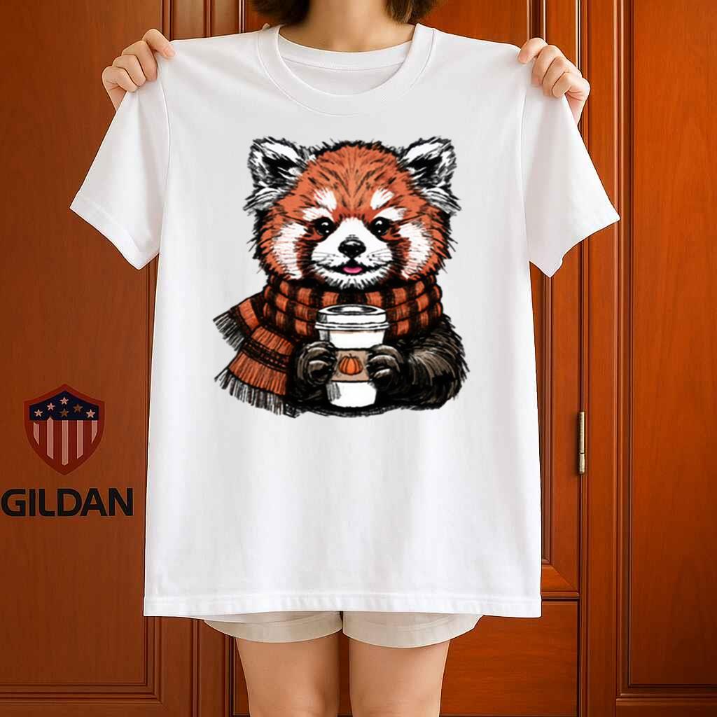 Autumn Coffee Red Panda Cozy Seasonal Vibes Unisex T-Shirt up to 5XL ...