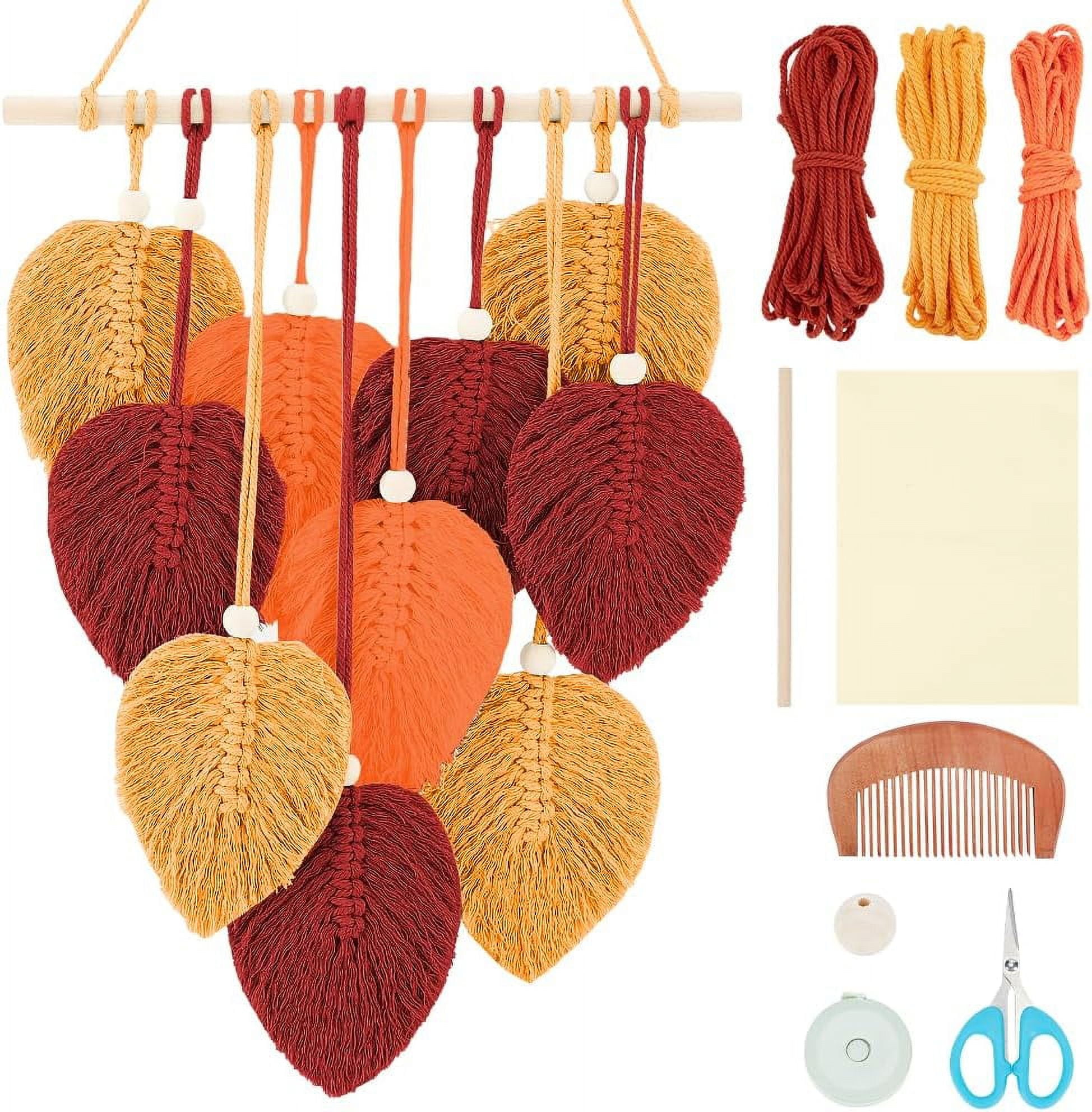 Autumn Color Macrame Leaf Kit Macrame Leaf Wall Hanging Leaf Woven ...