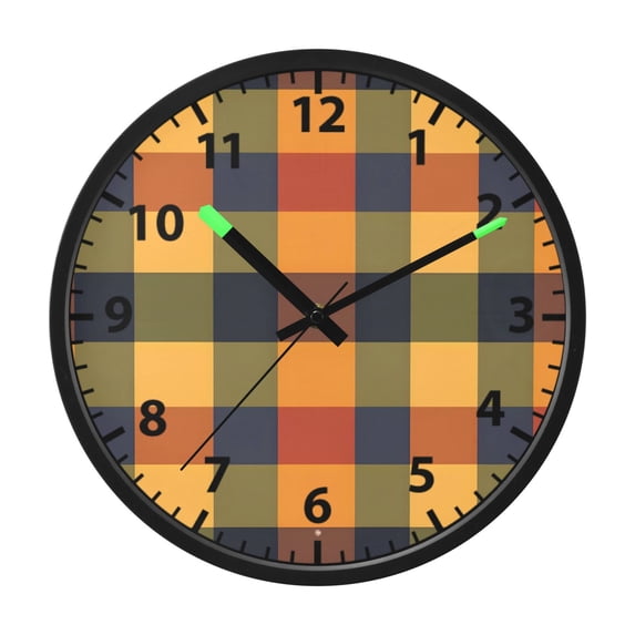 Autumn Color Plaid Pattern Wall Clock 12 Inch Voice Activated Night ...