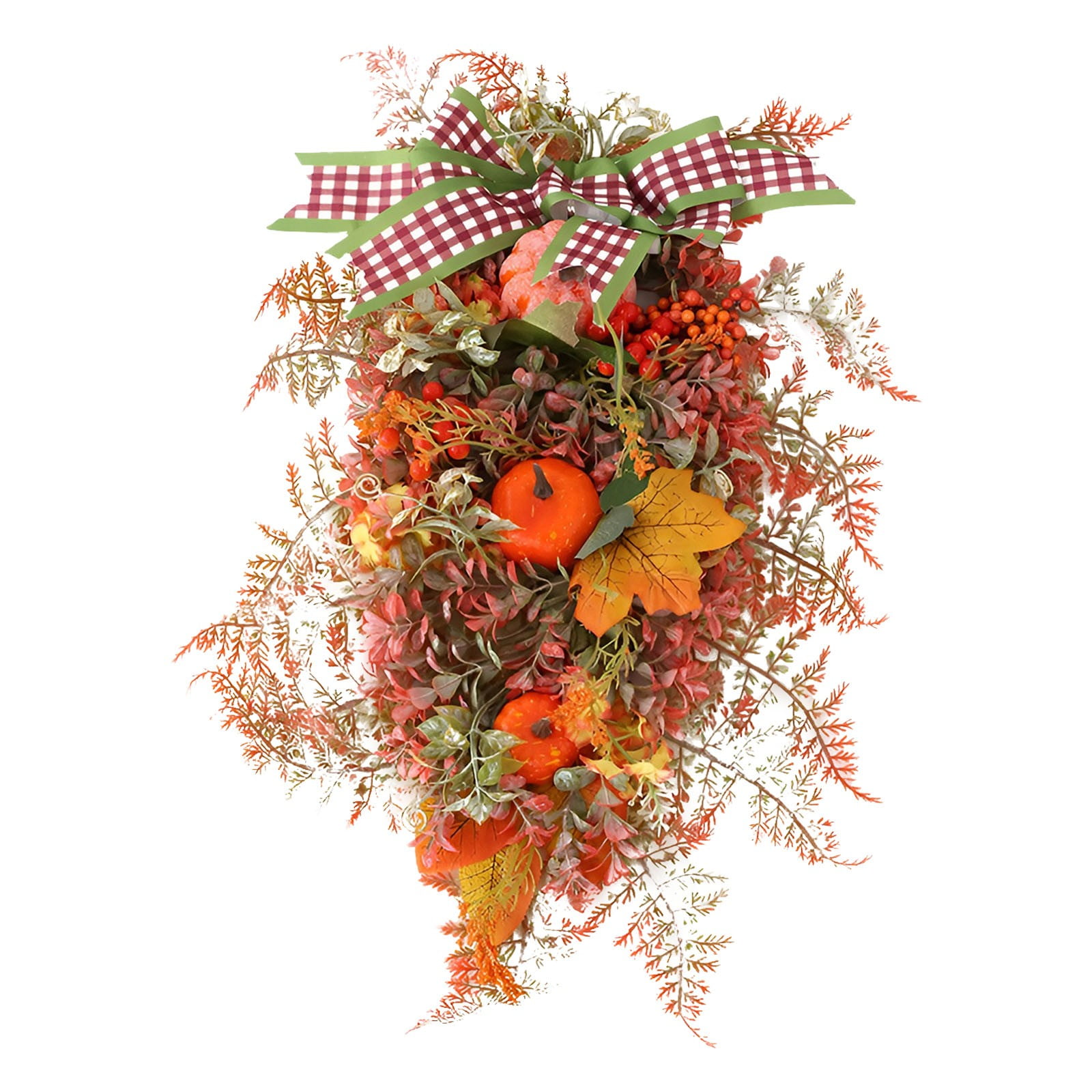 Autumn Colored Pumpkin Bow Hanging Outside The Door - Fall Fall Wreath ...