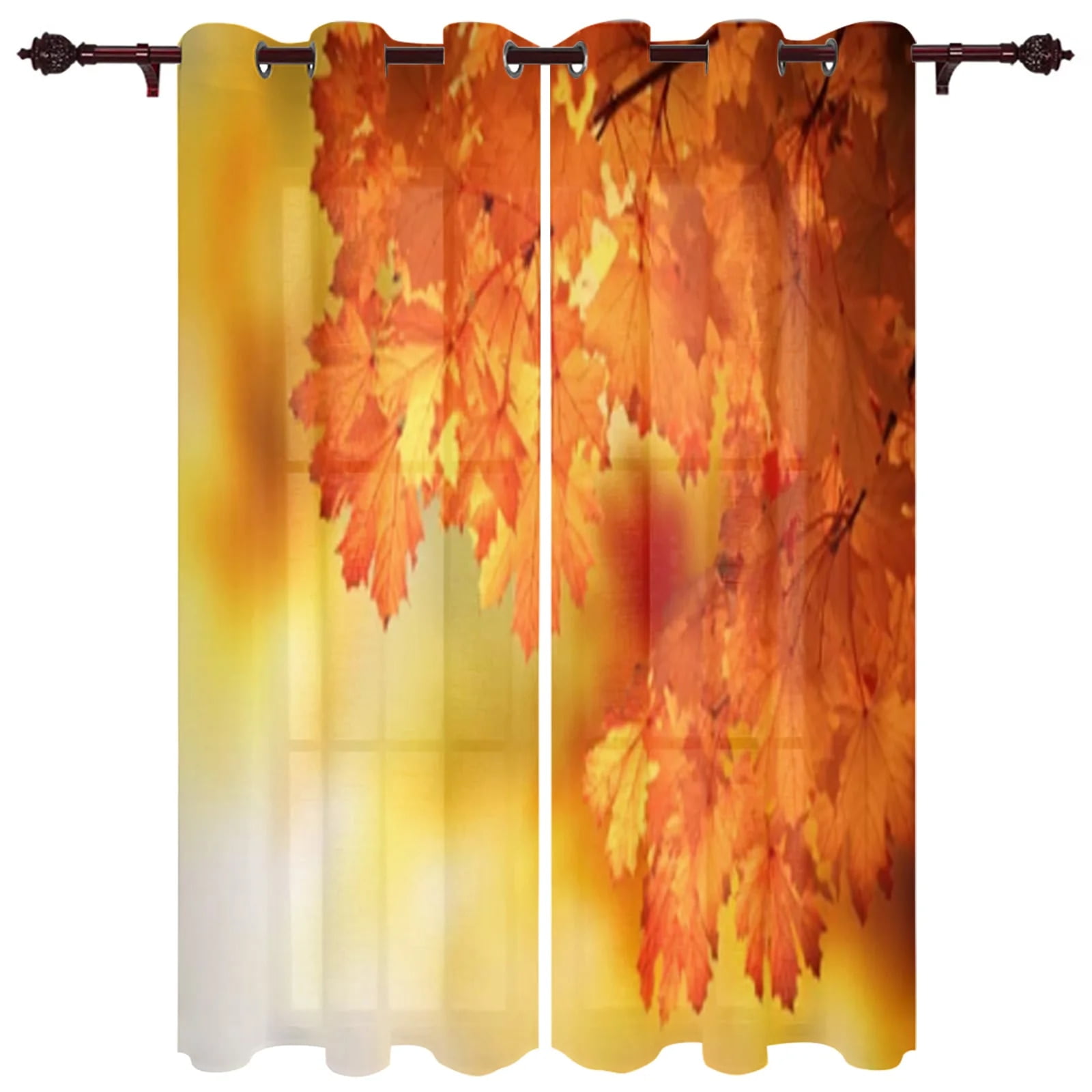 Autumn Colorful Leaves Window Curtains For Living Room Bedroom Luxury ...