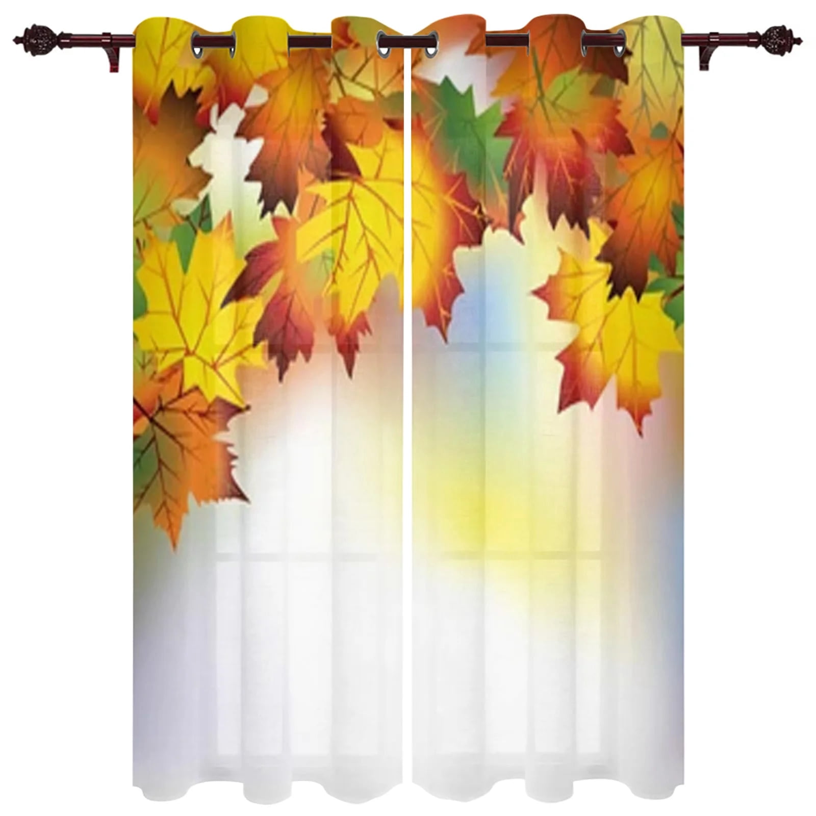 Autumn Colorful Leaves Window Curtains For Living Room Luxury Bedroom ...