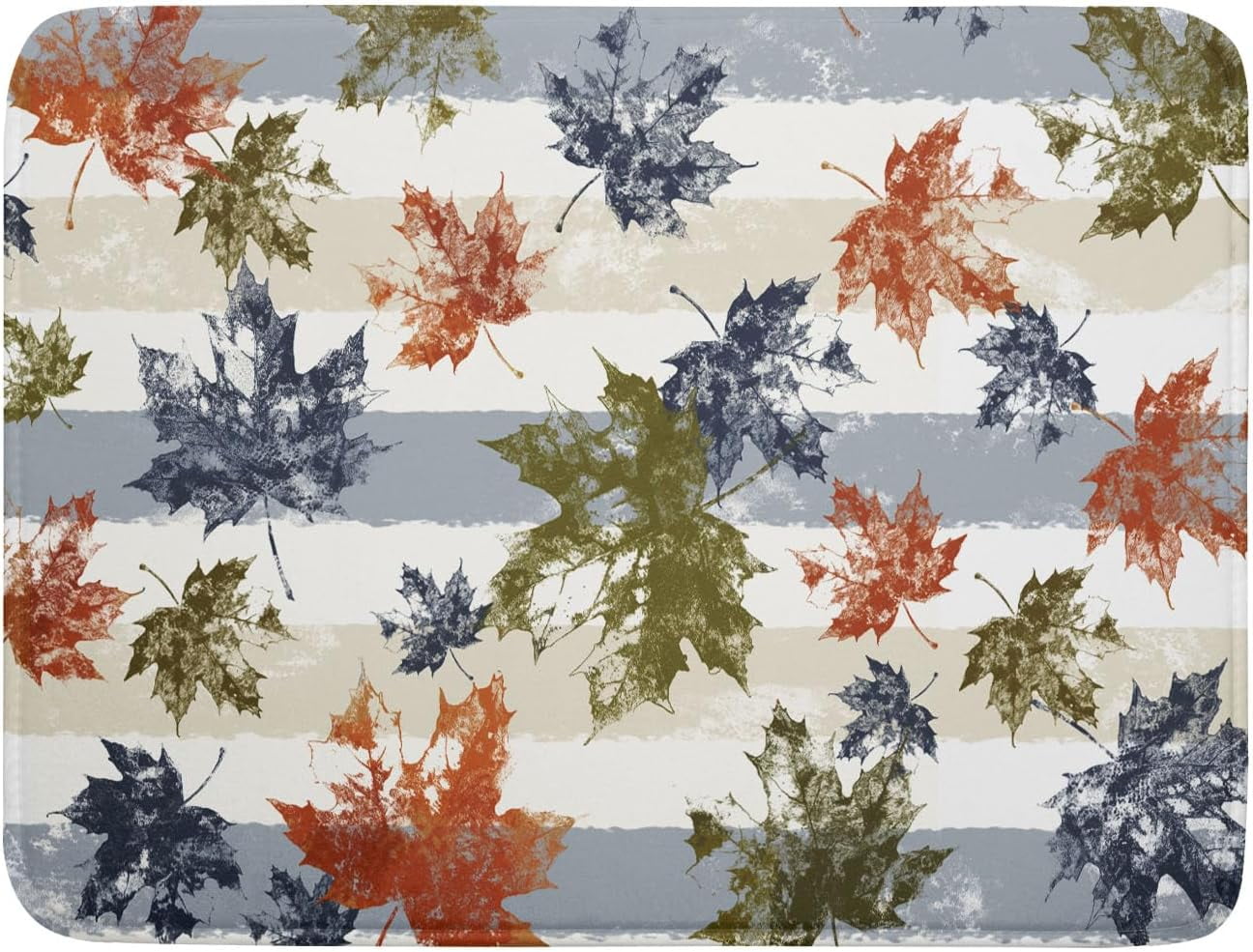 Autumn Colorful Maple Leaves Dish Drying Mat for Kitchen Counter,Blue ...