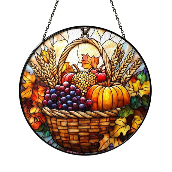 Autumn Corn and Fruit Stained Glass Style Window Suncatcher1701 ...