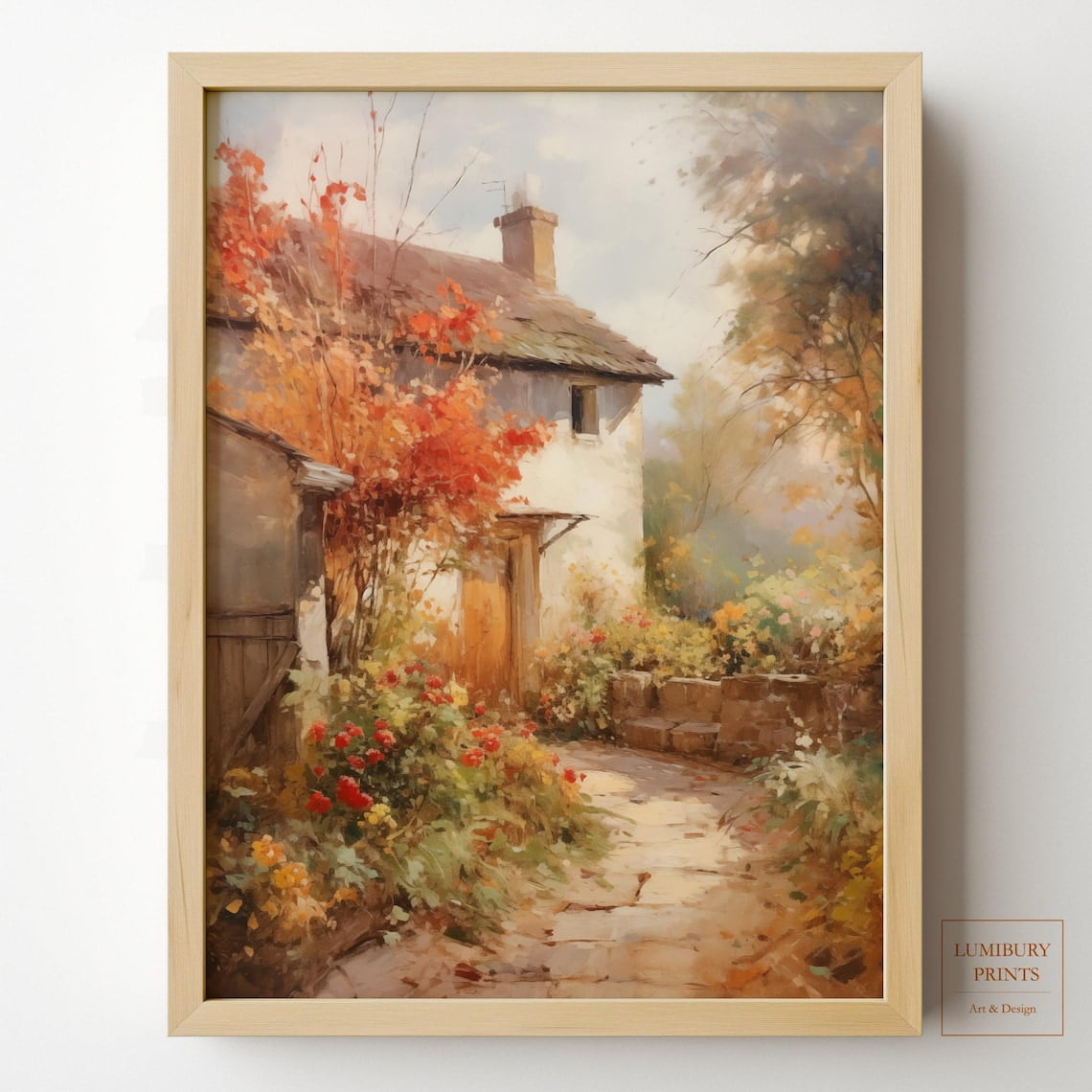 Autumn Cottage Decor, Cozy Cottagecore Print, Autumn Landscape, Rustic ...