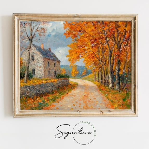 Autumn Cottage In Fall, Rustic Stone House, Earthy New England Scene ...