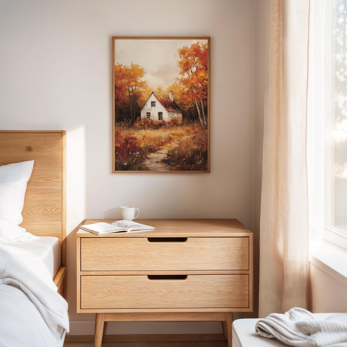 Autumn Cottage In Golden Forest Fall Landscape Print For Rustic ...