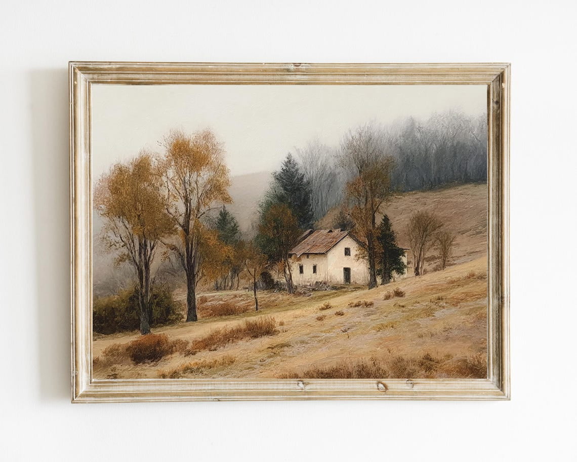 Autumn Cottage Rustic Country Cottage Autumn Wall Art Poster Fall ...