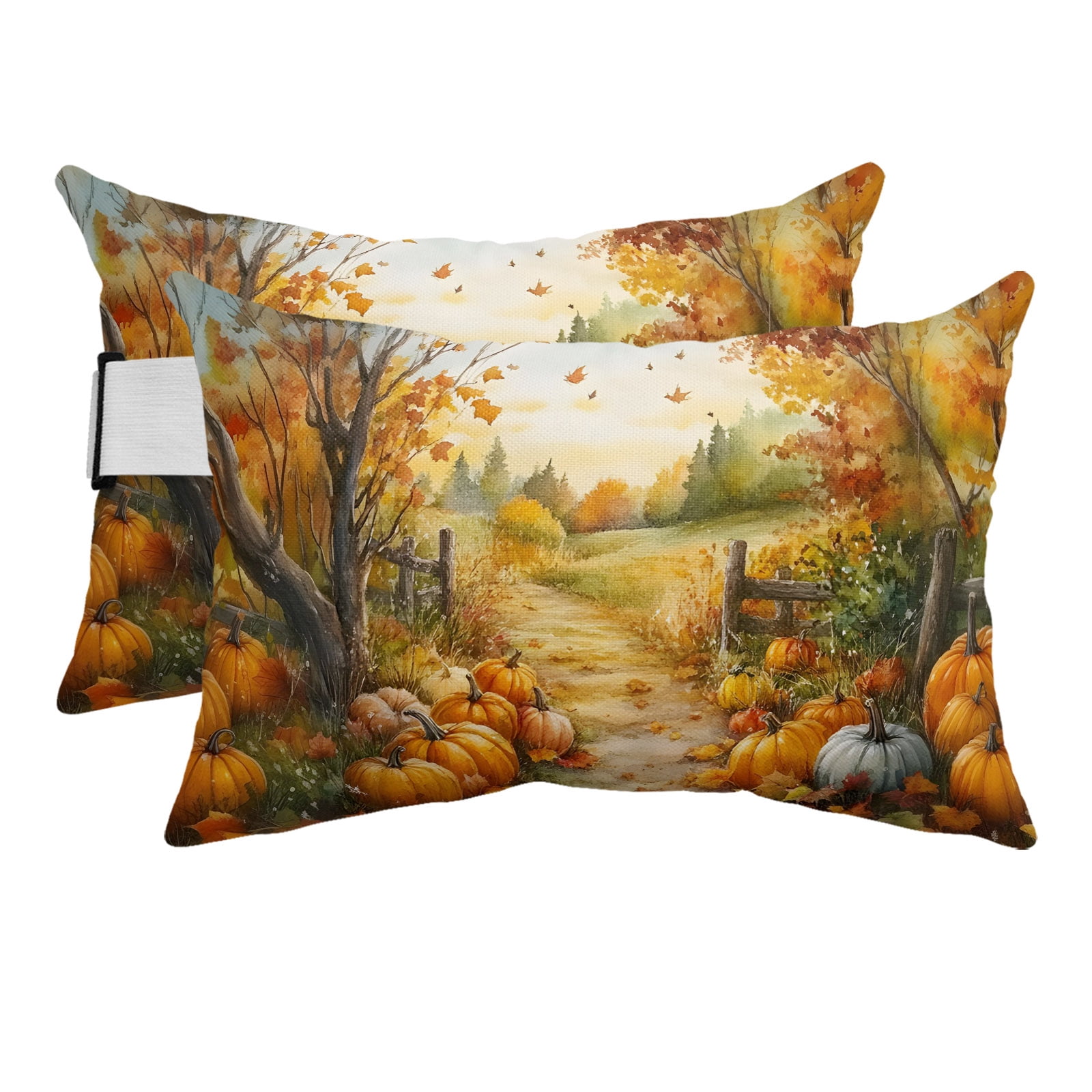 Autumn Country Nature Scenery Outdoor Pillow for Chaise Lounge Chair ...