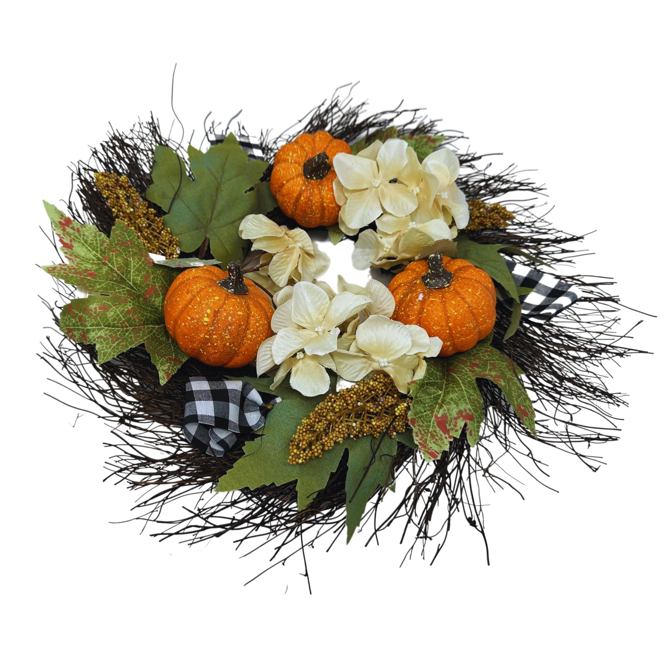Autumn Country Plaid Pumpkin Delight Wreath, 17.in Fall Festive Home ...