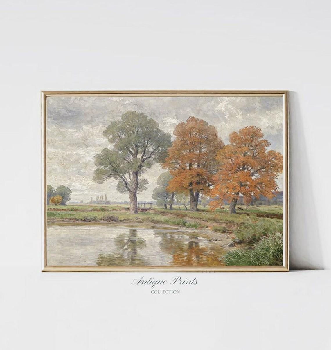 Autumn Countryside Vintage Wall Art, Antique Fall Landscape, Autumn ...