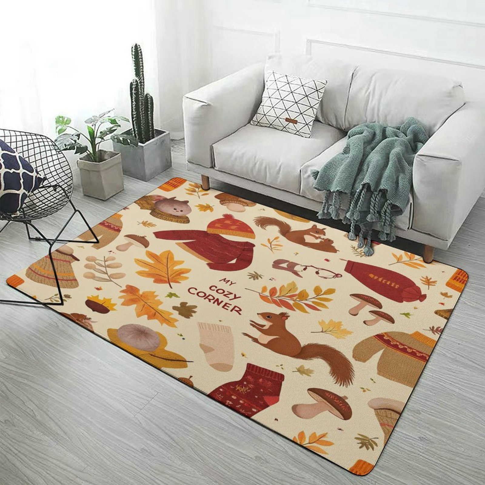 Autumn Cozy Knits Home Decor Living Room Carpet Non-slip Soft Comfy ...
