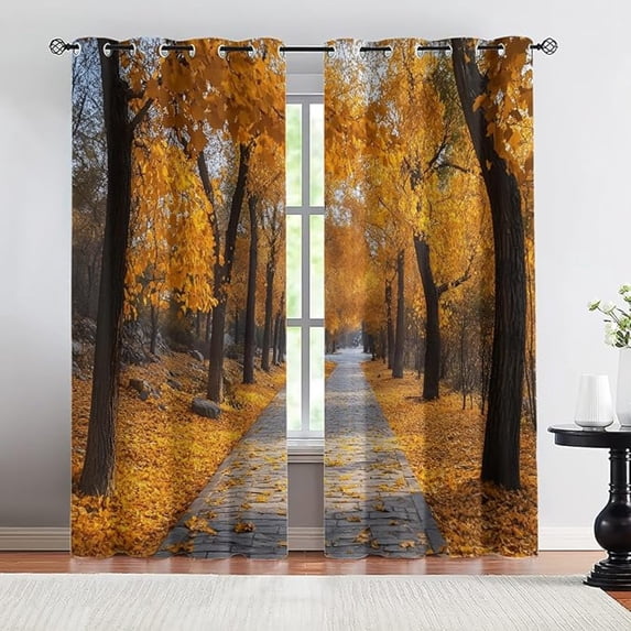 Autumn Curtains For Living Room, Forest Blackout Curtains For Bedroom ...