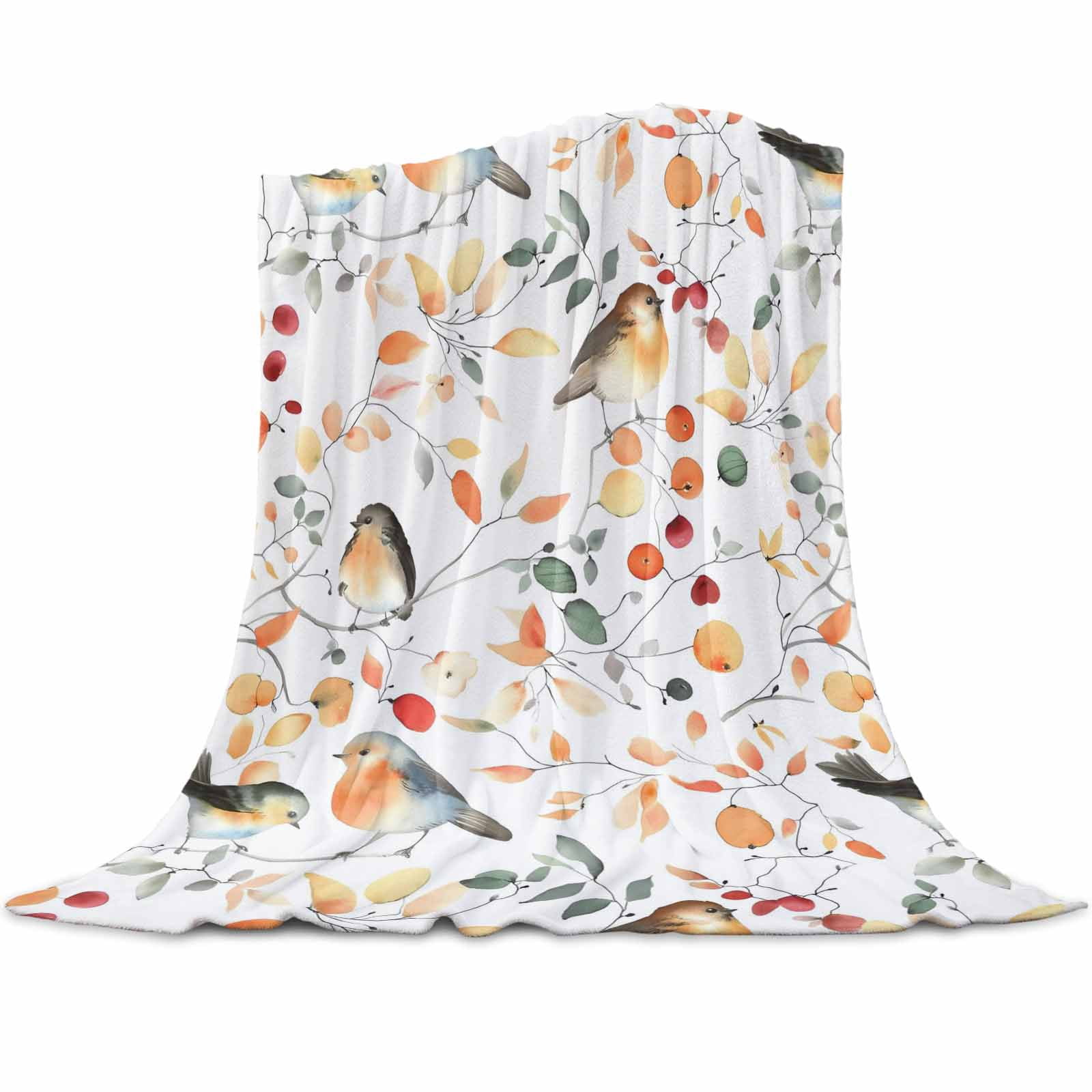 Autumn Cute Flannel Blanket for Bed,Travel and Camping, Bird Standing ...