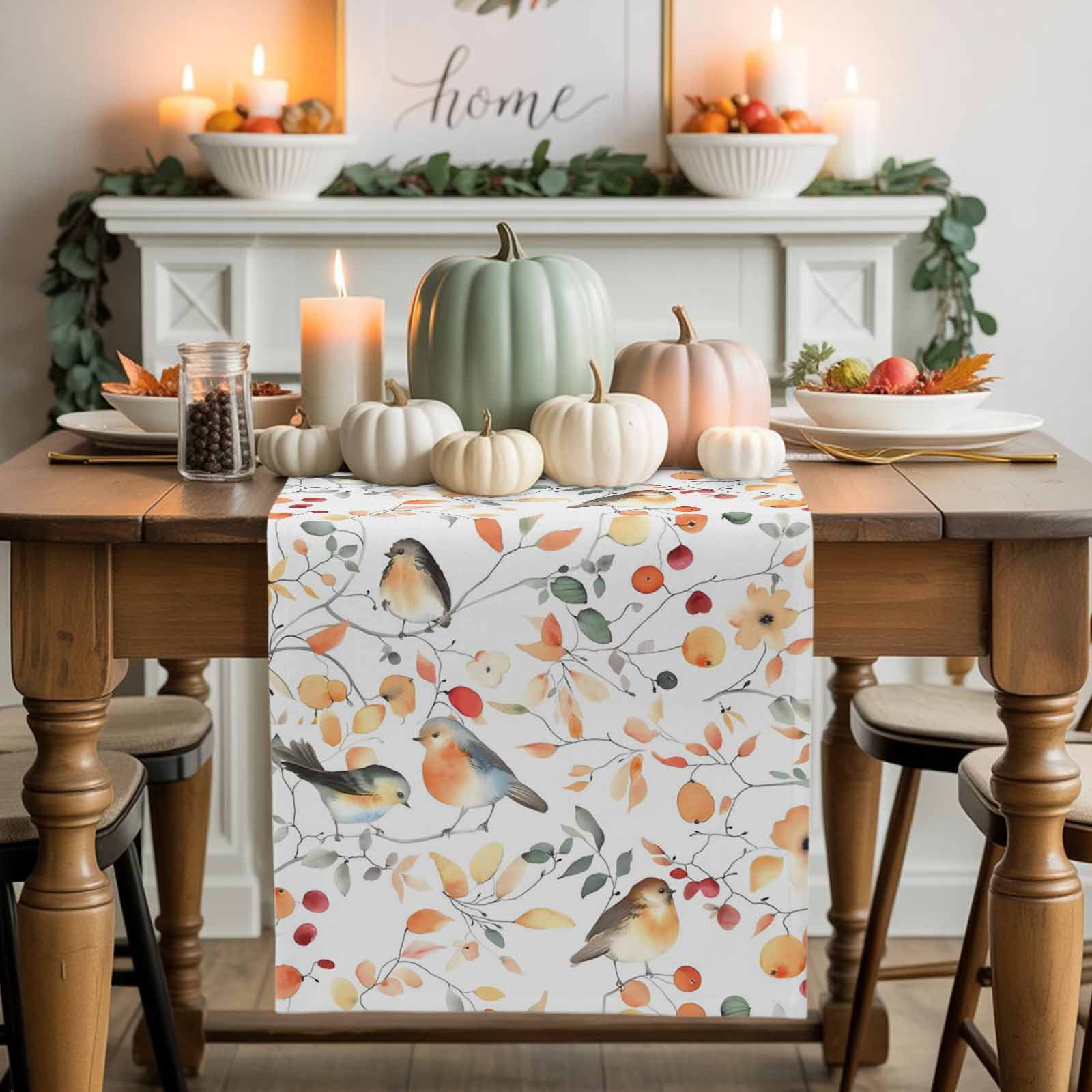 Autumn Cute Table Runner, Autumn Thanksgiving Kitchen Dining Table ...