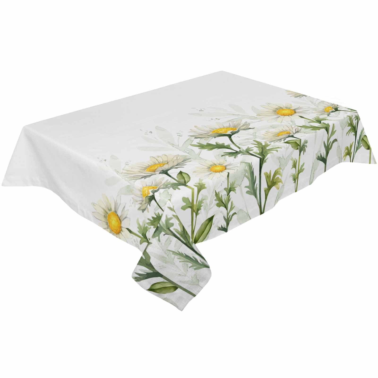 Autumn Daisy Flower Rectangle Tablecloths 60x104,Fall Botanical Plant Watercolor Table Cloth ...