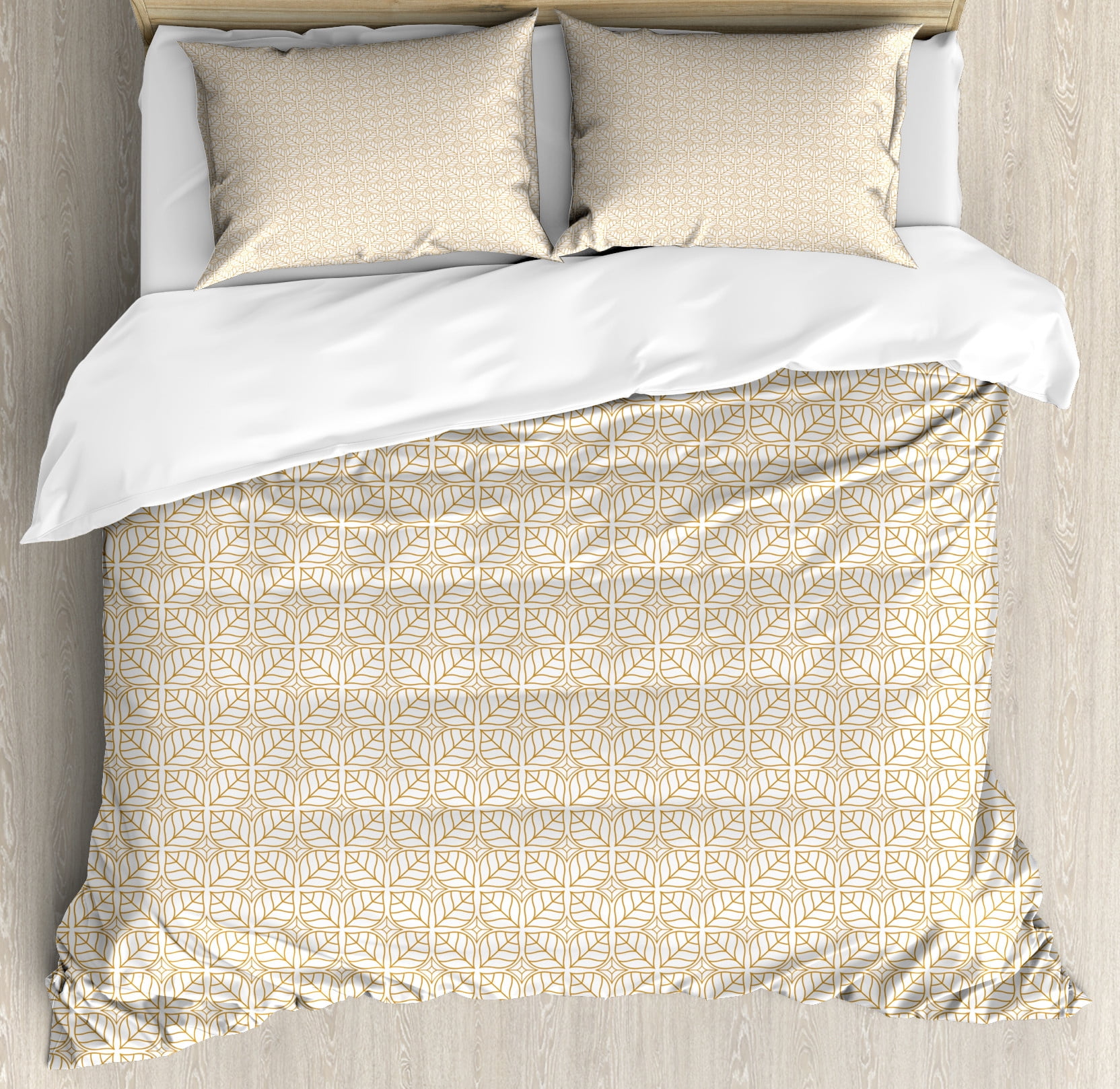 Autumn Damask Duvet Cover Set, Bicolored Illustration of Symmetrical ...