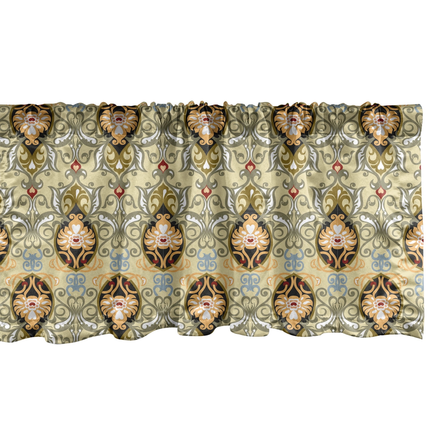 Autumn Damask Window Valance Pack of 2, Oriental Theme Inspired ...