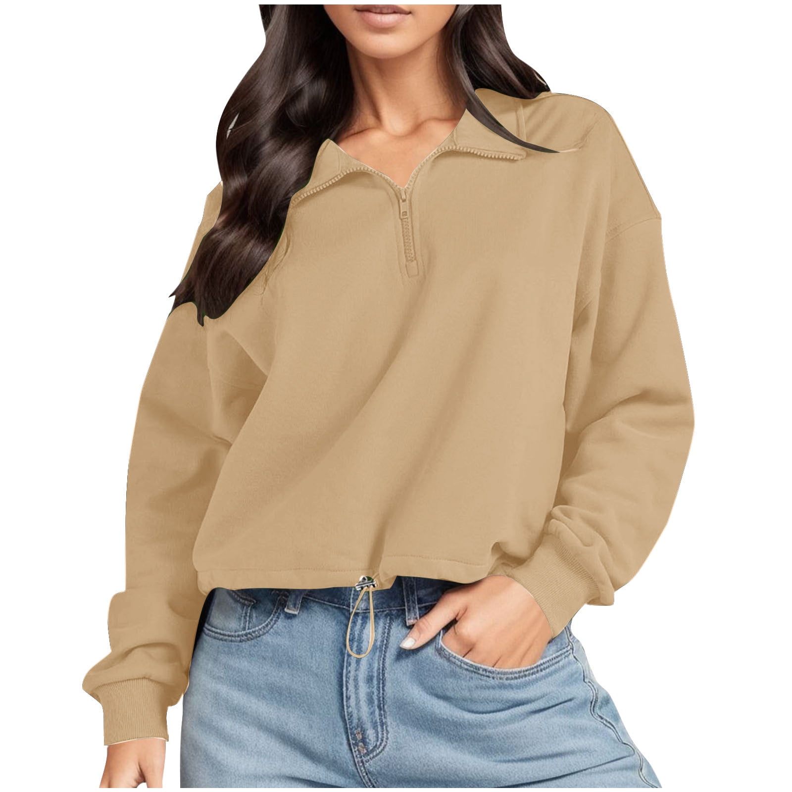 Autumn Sweatshirts for Women Casual Ladies' Cropped Sweatshirt Solid ...