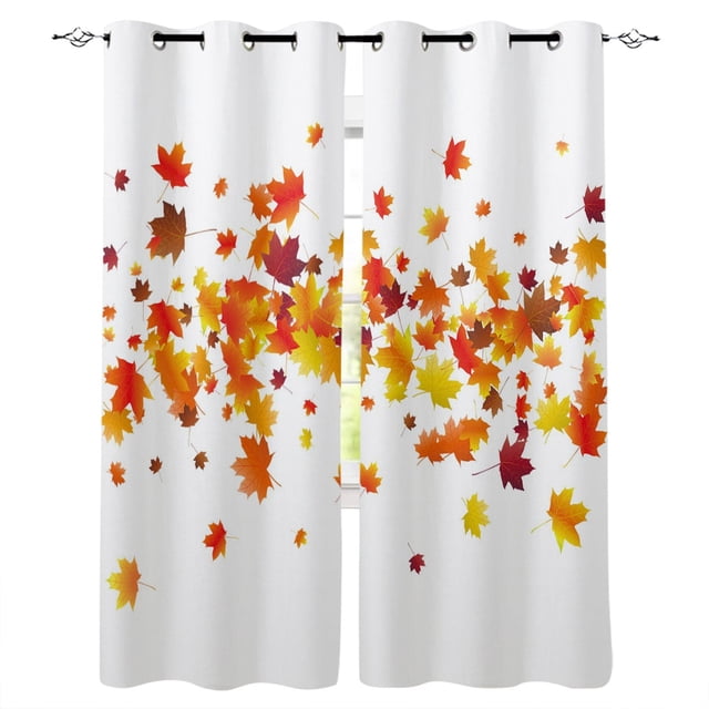 Autumn Deciduous Leaves Kitchen Curtains Bedroom Decor Items Curtain ...