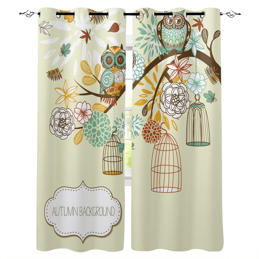 Autumn Deciduous Leaves Kitchen Curtains Bedroom Decor Items Curtain ...