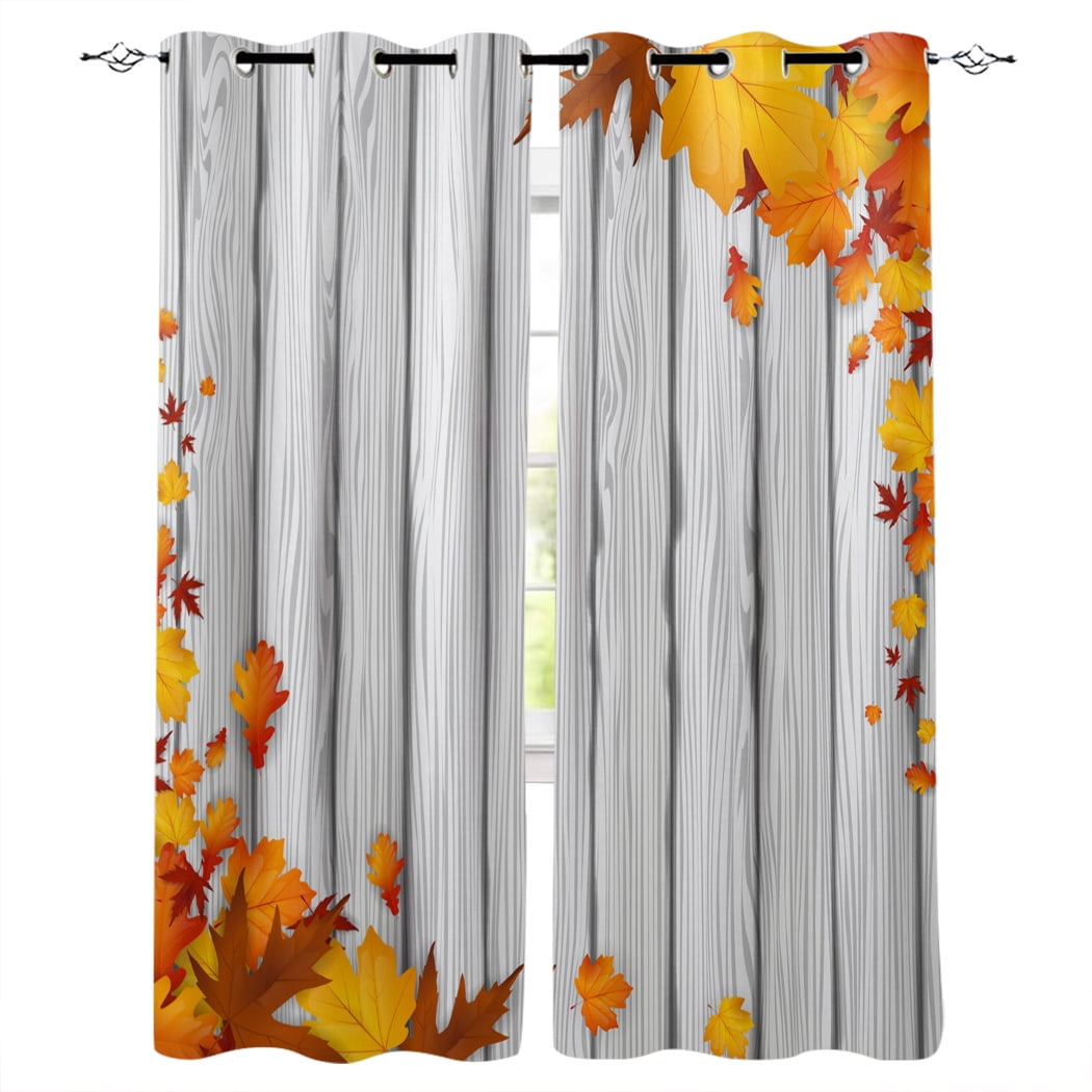 Autumn Deciduous Leaves Kitchen Curtains Bedroom Decor Items Curtain ...