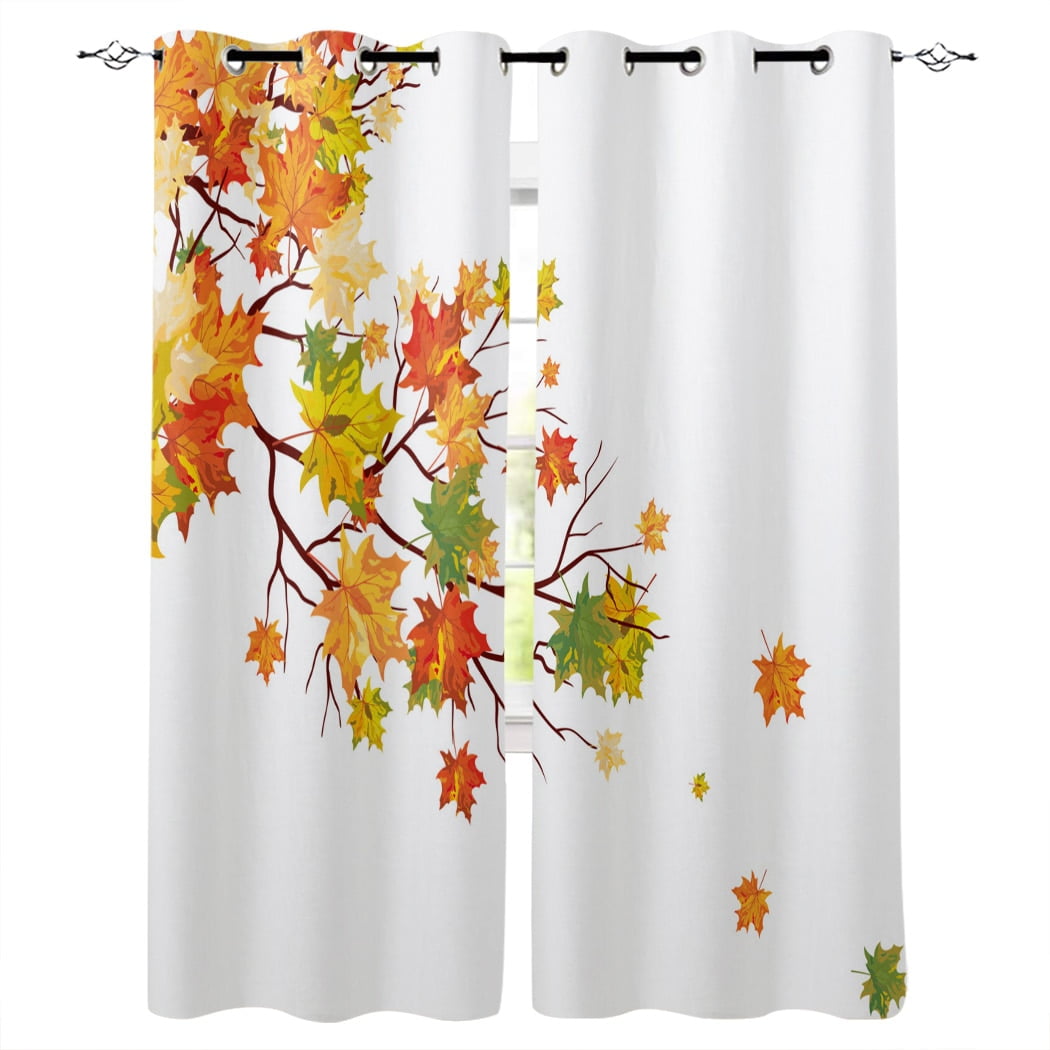 Autumn Deciduous Leaves Kitchen Curtains Bedroom r Items Curtain Panel ...
