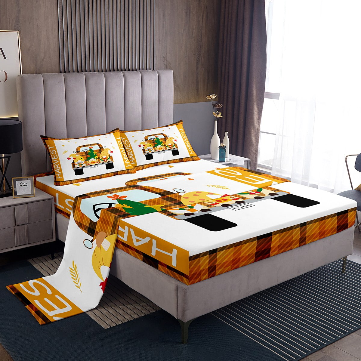 Autumn Decor Bed Sheets Set for Girls Women Harvest Thanksgiving Sheet ...