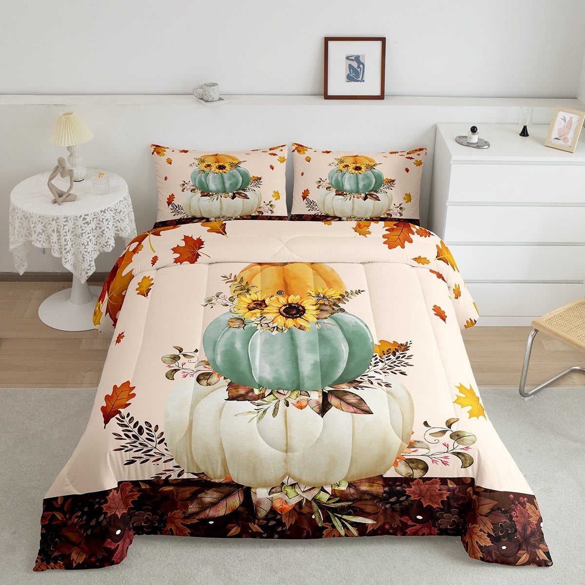 Autumn Decor Comforter Set Thanksgiving Day Gifts Bedding King Size ...