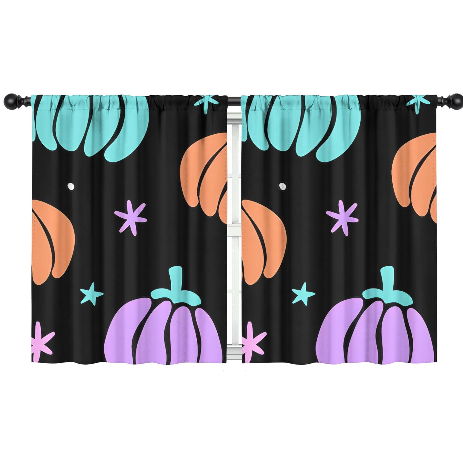 Autumn Decor Rustic Fall Style Kitchen Curtains 2 Pieces Farmhouse ...