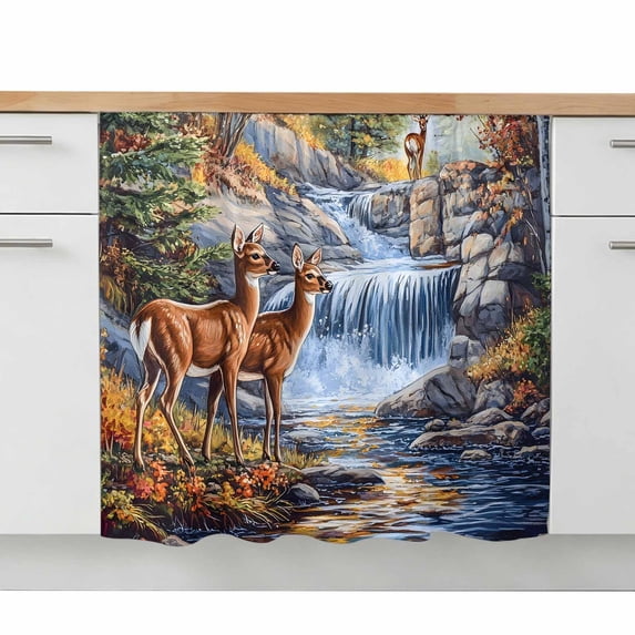 Autumn Deer Sink Skirt 10"W x 11"L, Dustproof Under Sink Curtain Skirt ...